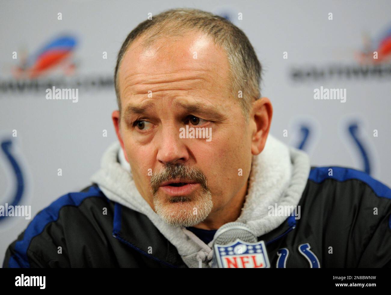 Indianapolis Colts head coach Chuck Pagano speaks during a media ...
