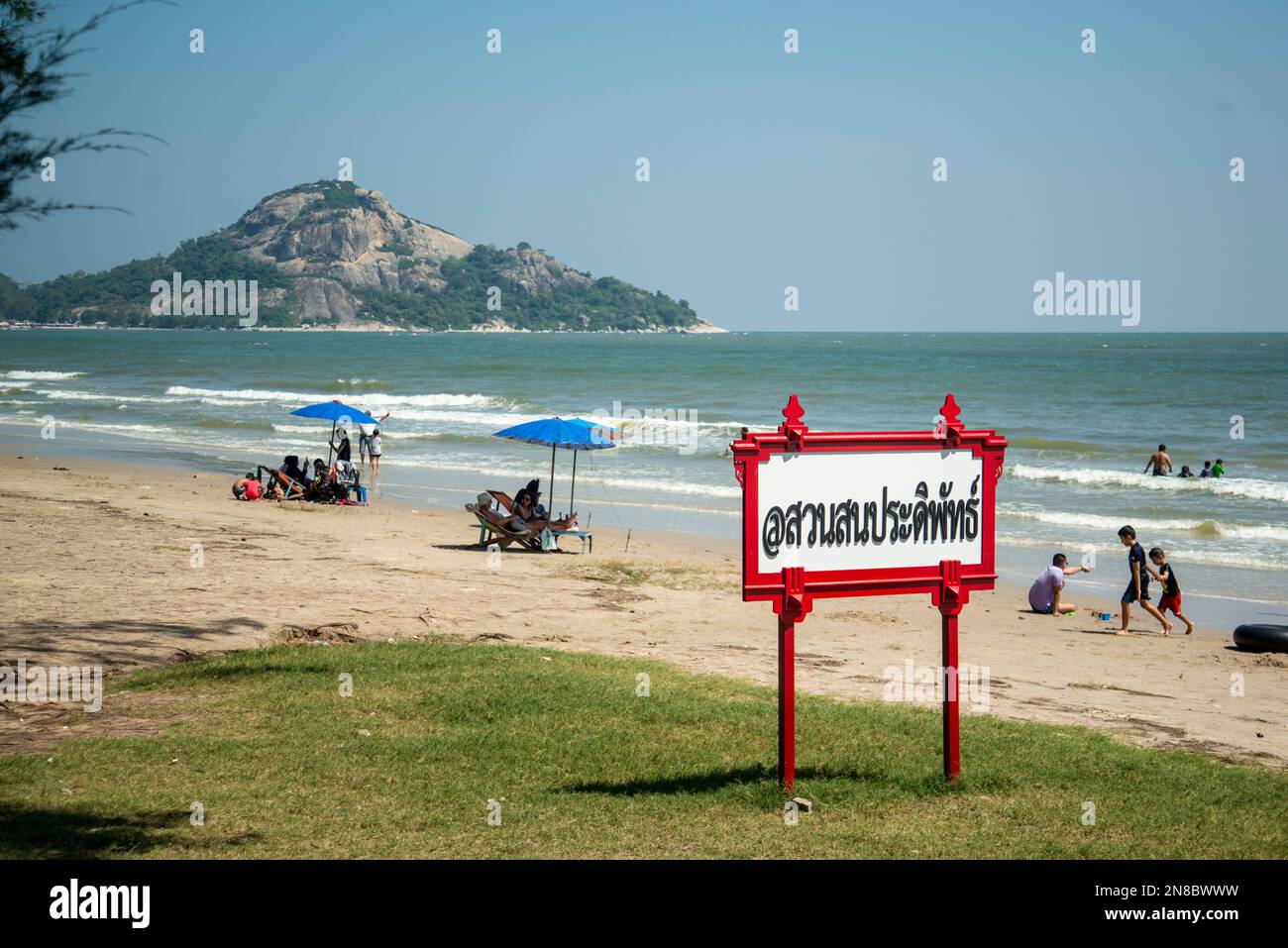 The Army Beach or Suan Son Pradiphat Beach near the City of Hua Hin in ...