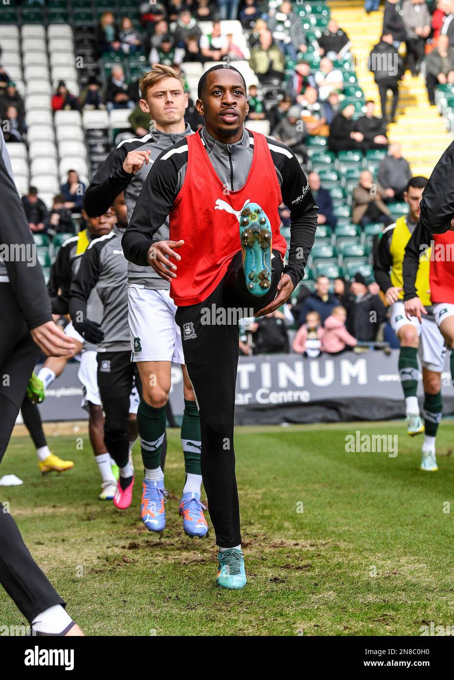 Plymouth Argyle wing back Mickel Miller (14) warming up during the Sky ...