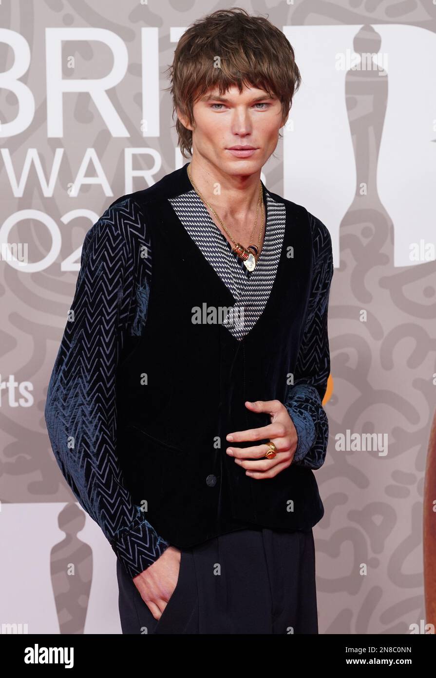 Jordan Barrett attending the Brit Awards 2023 at the O2 Arena, London ...