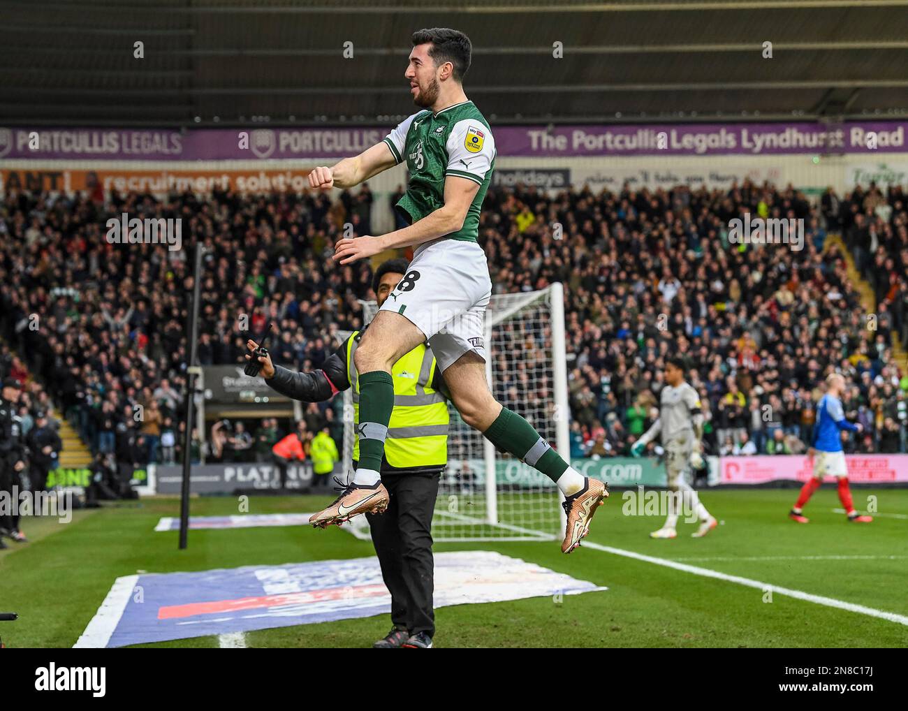 GOAL Plymouth Argyle midfielder Finn Azaz (18) celebrates a goal to ...