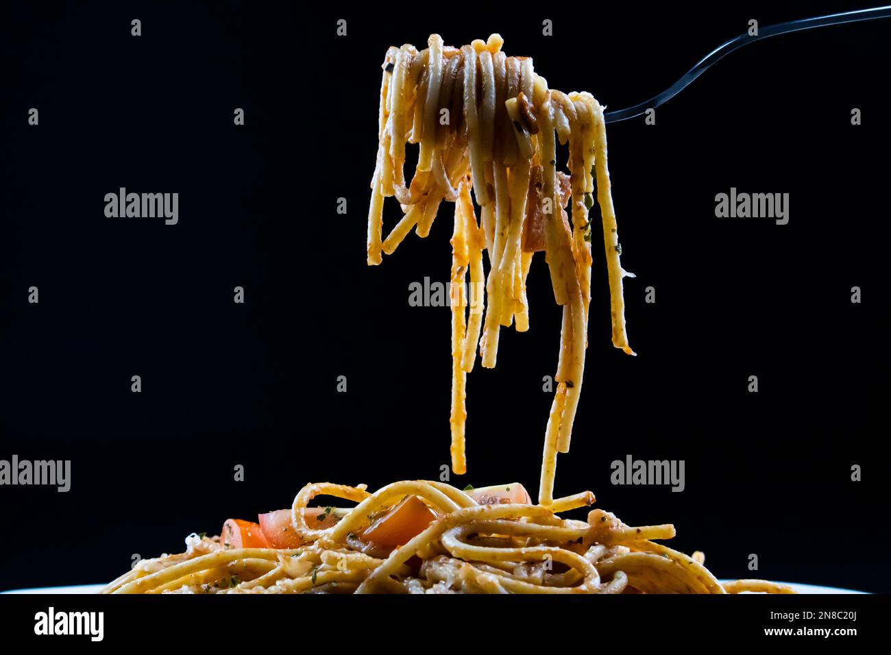 Spaghetti noodles wrapped on a fork hi-res stock photography and images ...