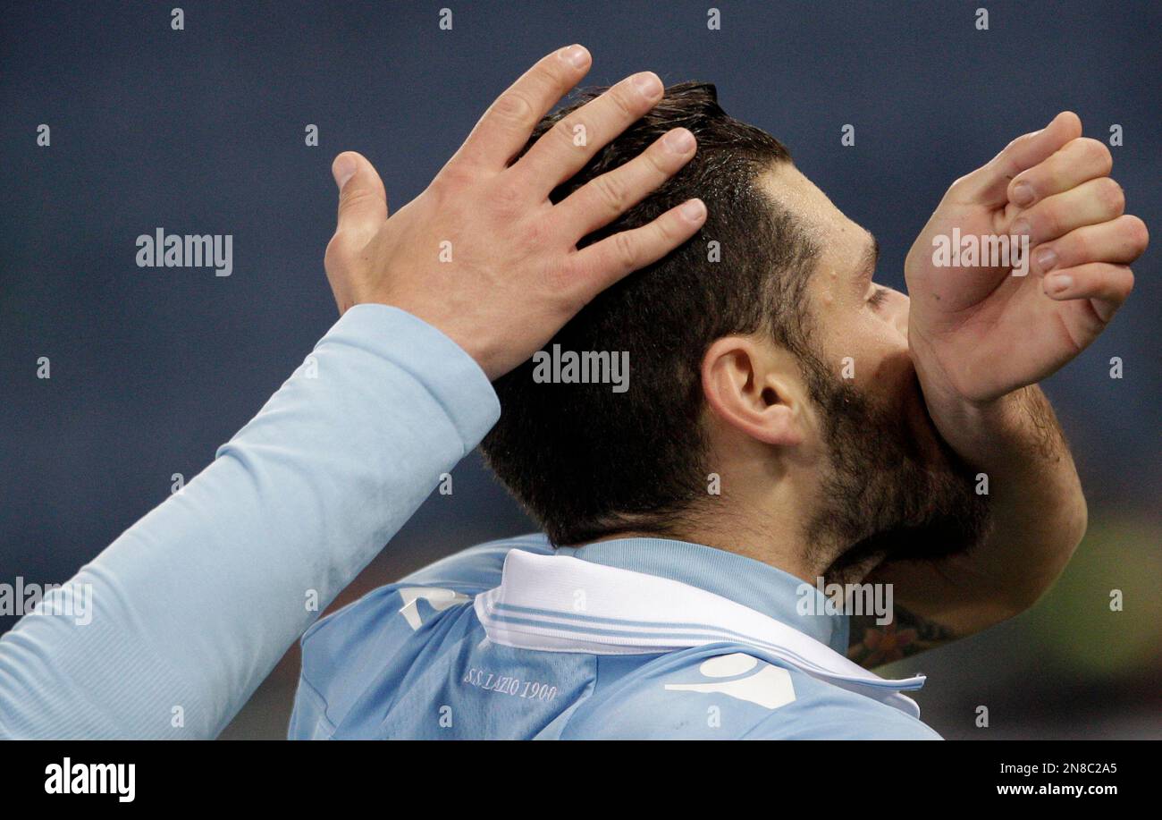 Lazio midfielder Antonio Candreva celebrates after scoring on a penalty ...