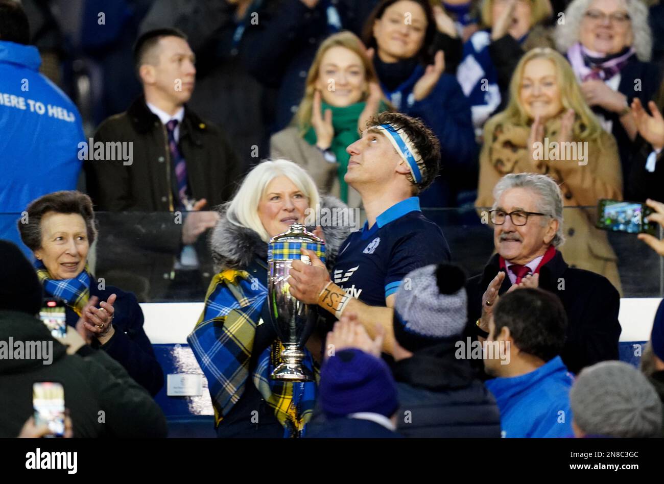 Scotland's Jamie Ritchie looks to the sky after receiving the Doddie ...