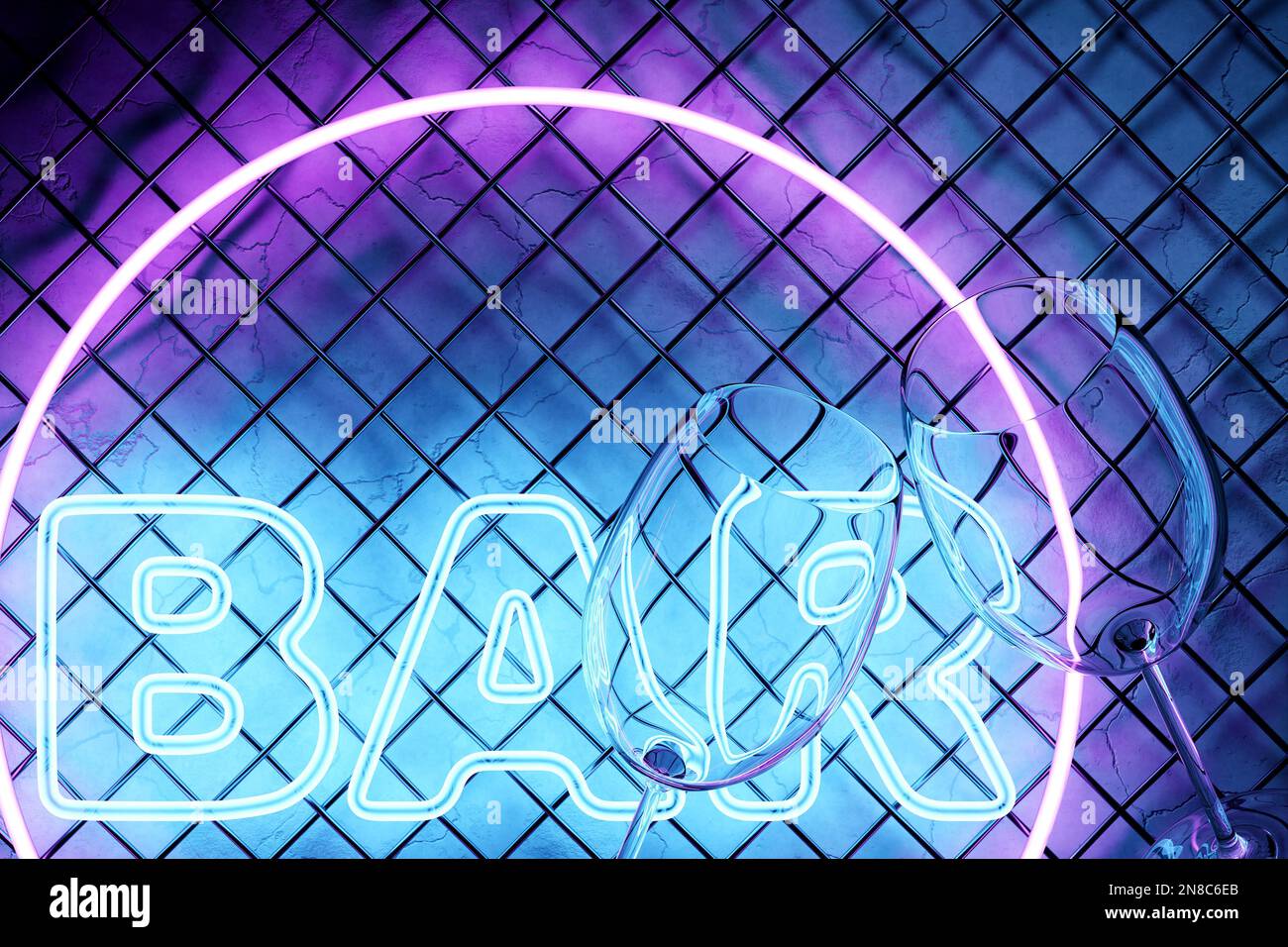 Colorful neon glowing signboard design. 3D illustration neon text ...