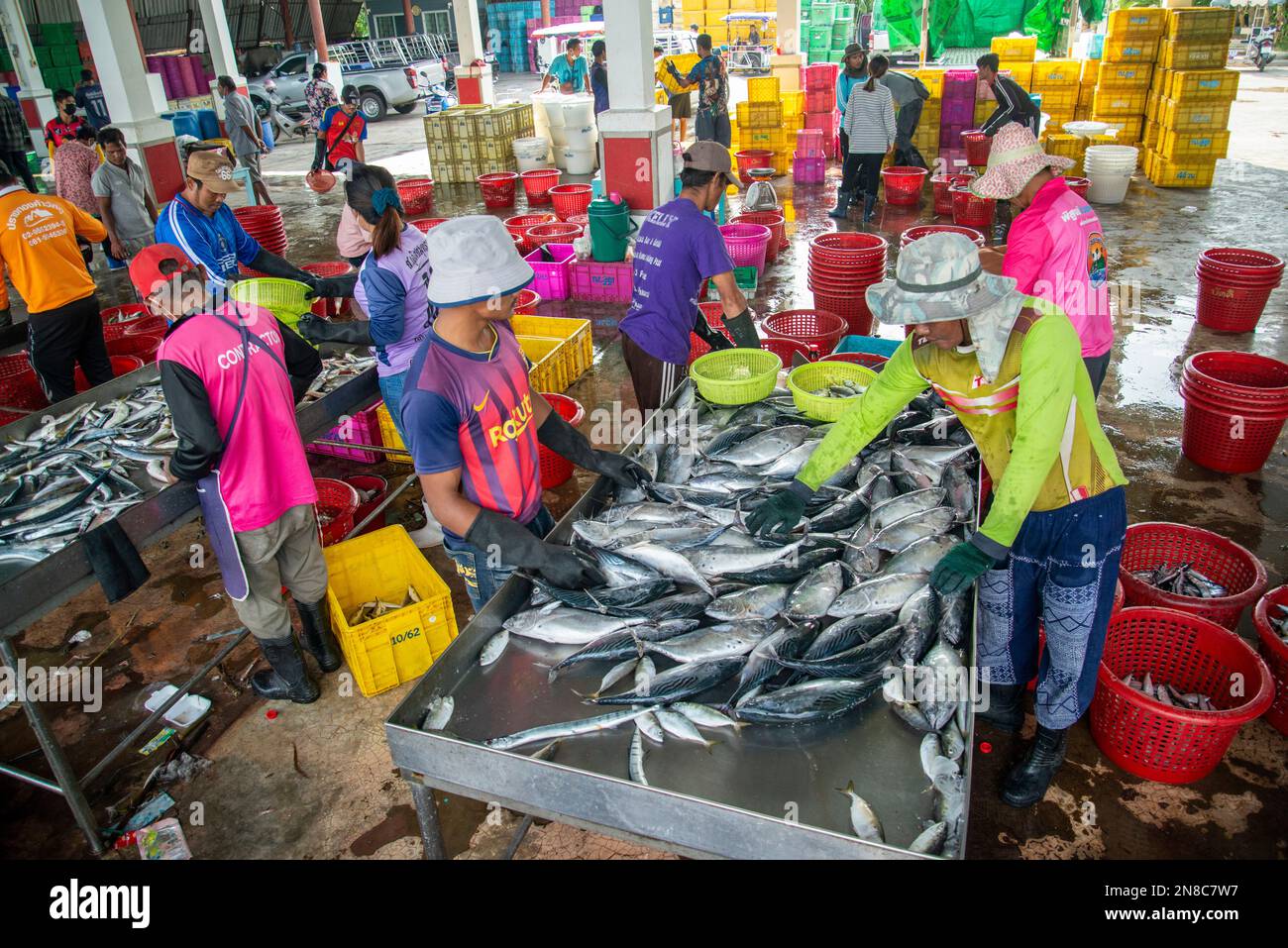 The Fish Market and Harbour at the Pak Nam Pran Fishing Village near ...