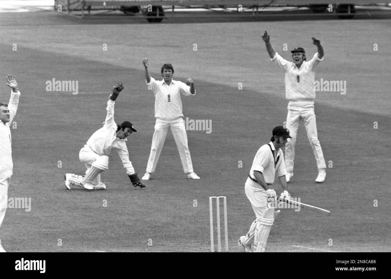 Australia's Bob Massie is cought by Alan Knott off the bowling of Brian ...