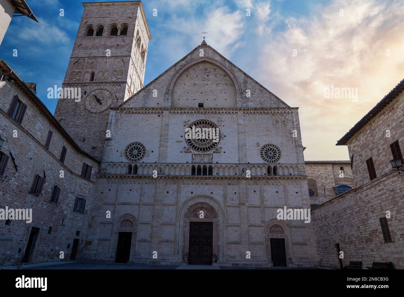 front view of the cathedral of san rufino in the city of assisi Stock ...