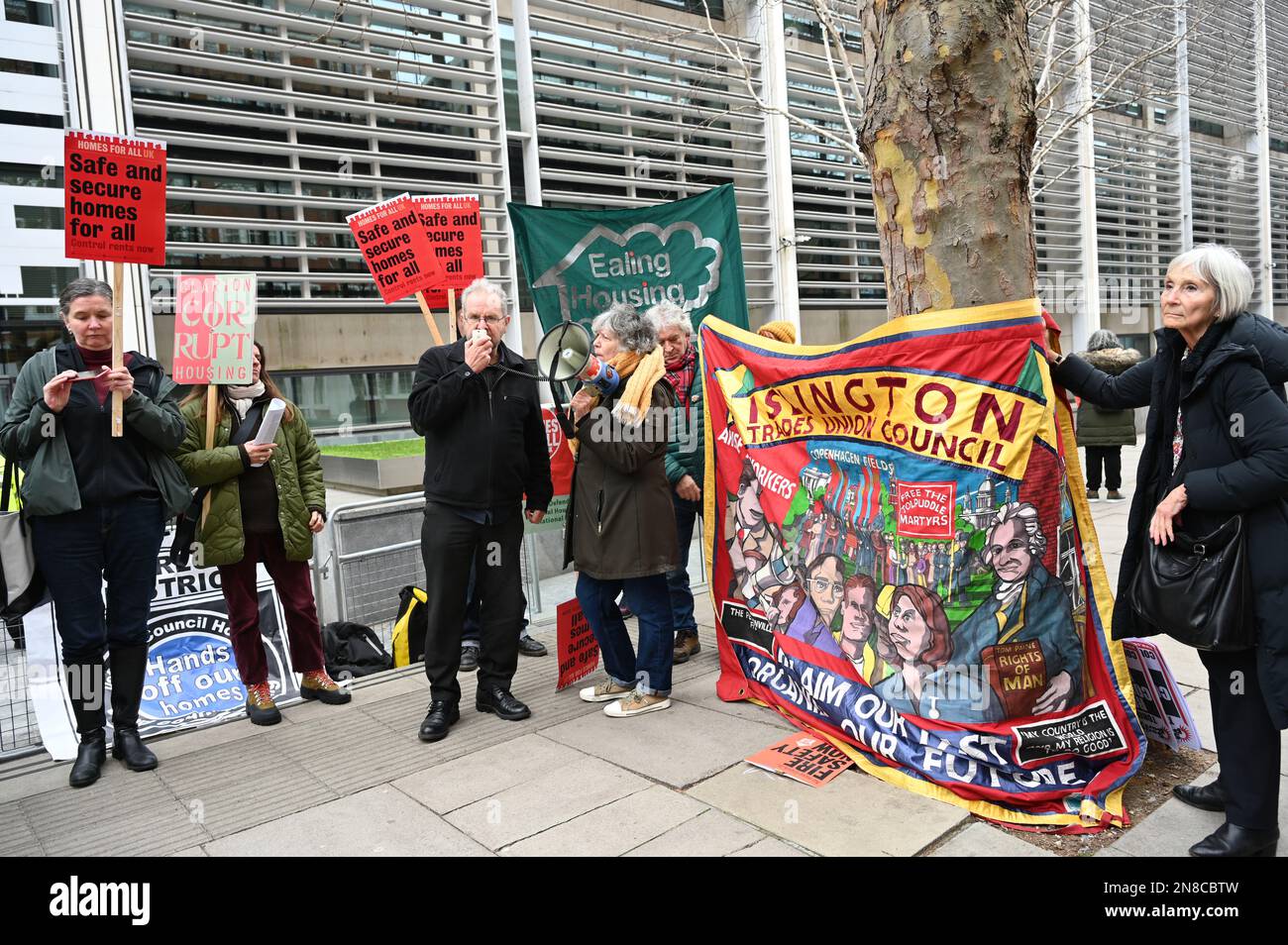 London, UK. 11th February 2023. Protest outside the Department for ...