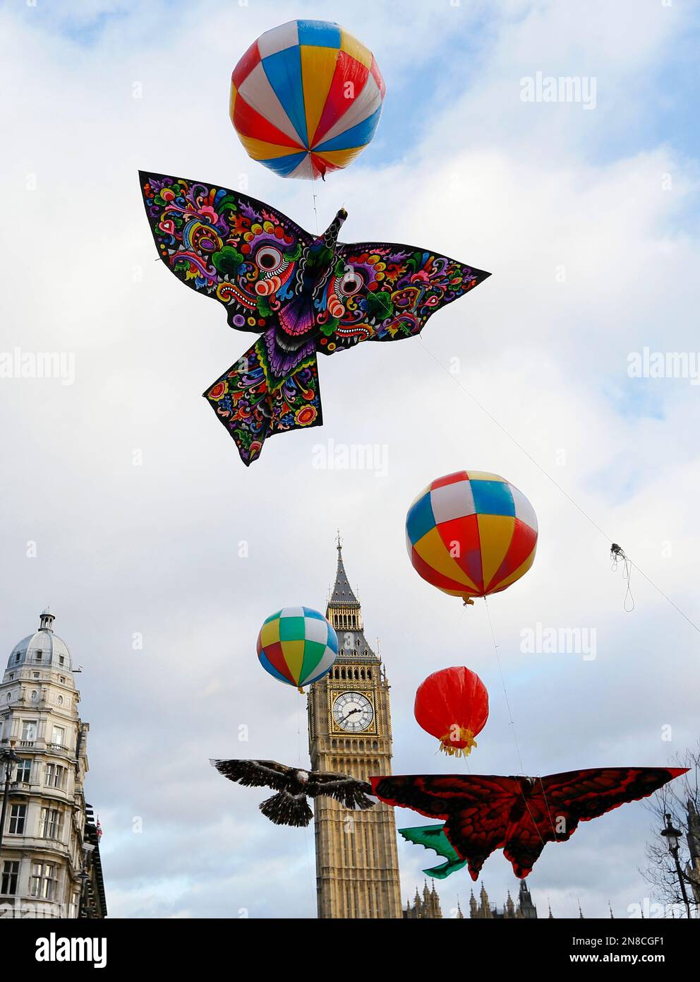 Speciality kites by Nasser Volant are seen as they fly above the 'Big ...