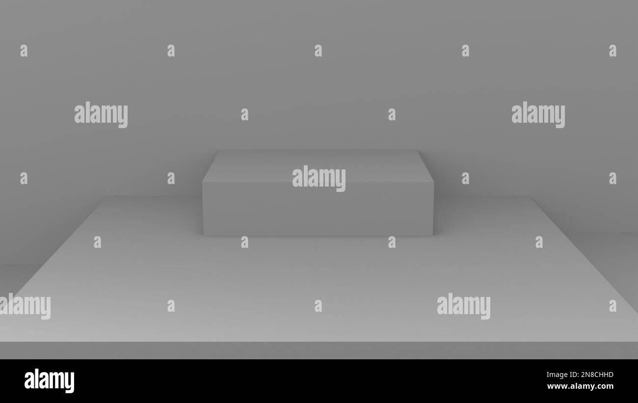 3d studio platform in gray color with gray background. Empty space ...