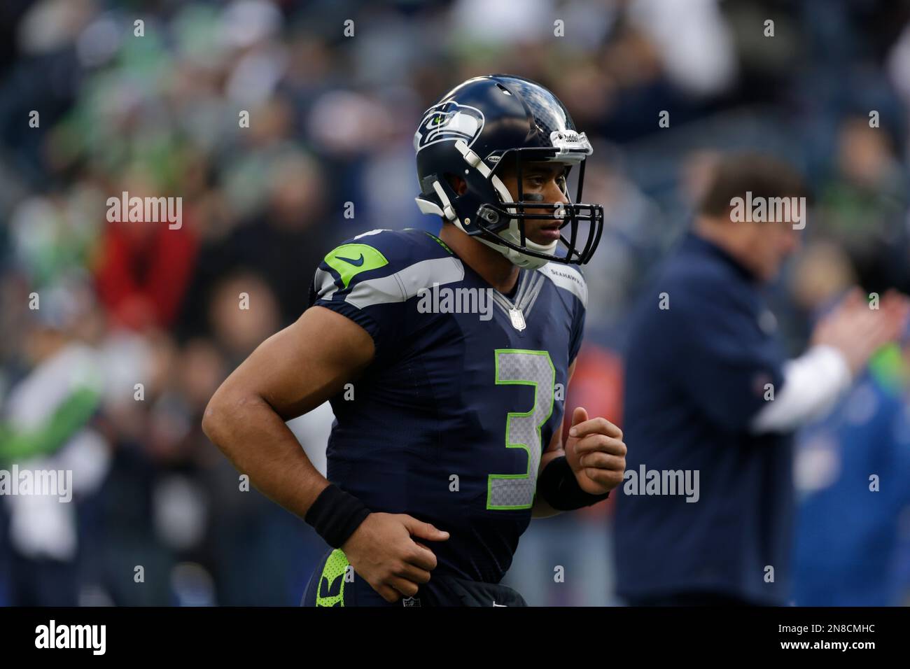 Seattle Seahawks quarterback Russell Wilson is pictured before an NFL ...