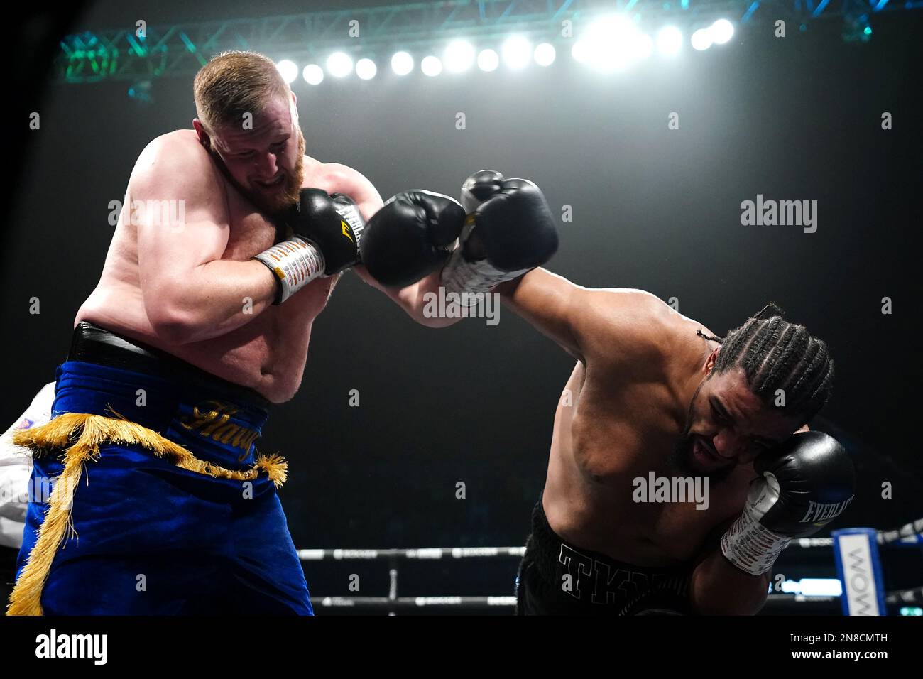 Harry Armstrong (left) in action against Jeamie 'TKV' Tshikeva in the ...