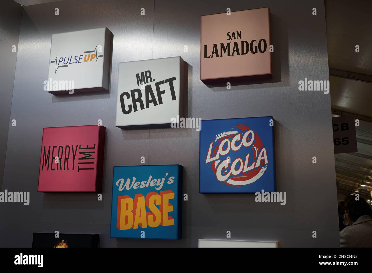 Moscow, Russia. 9th Feb, 2023. Logos of the brands of alcoholic and non ...