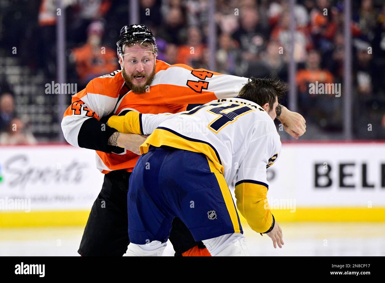Philadelphia Flyers Nicolas Deslauriers Left And Nashville Predators