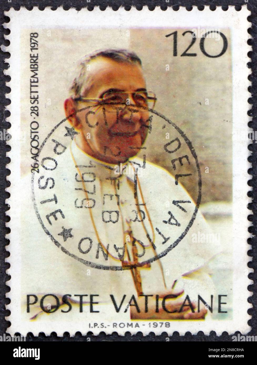 VATICAN - CIRCA 1978: a stamp printed in Vatican shows Pope John Paul I ...