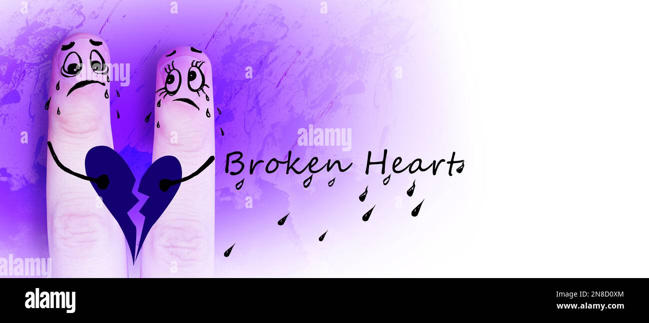 Heartbreak concept with broken heart. Separation and divorce. 3d ...