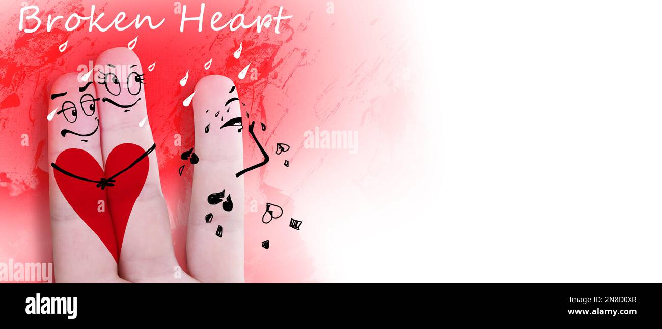 Heartbreak concept with broken heart. Separation and divorce. 3d ...