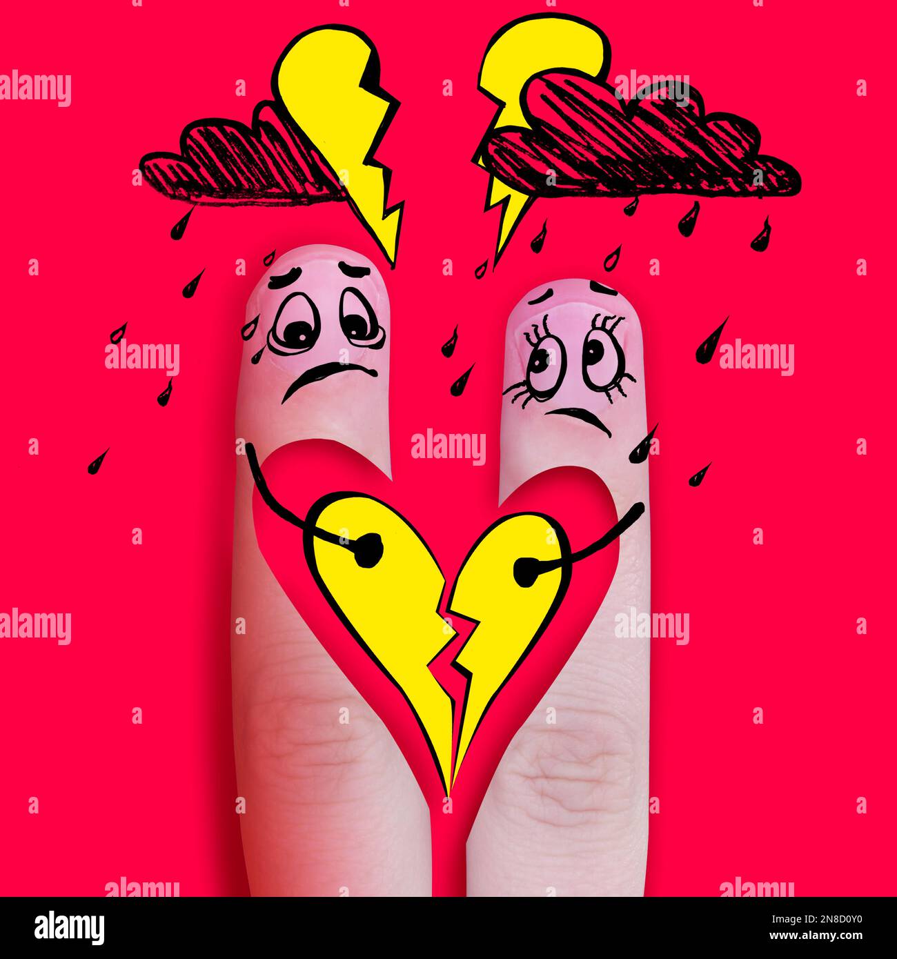 Heartbreak concept with broken heart. Separation and divorce. 3d ...