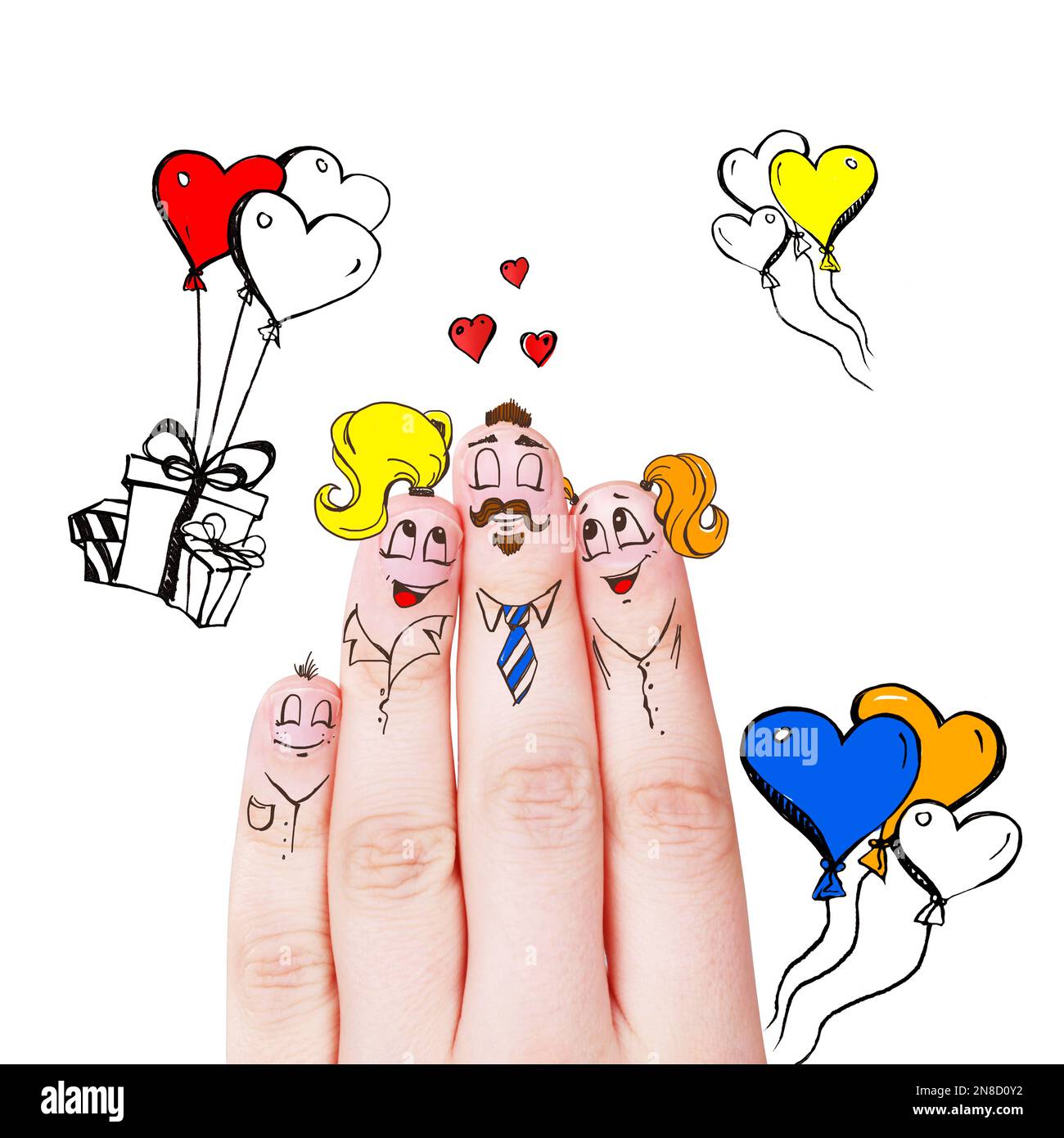 Painted happy fingers in love. Happy family concept Stock Photo - Alamy