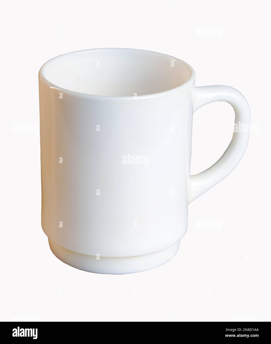 White cup on a white background. Side view. Mockup template Stock Photo ...
