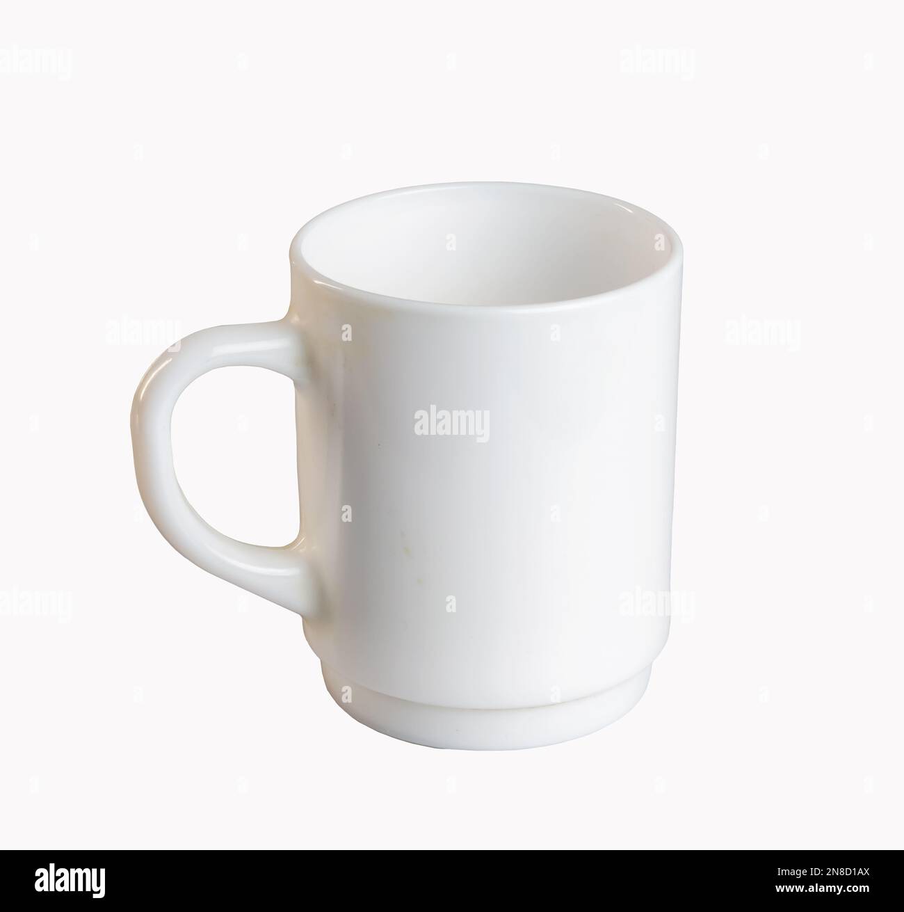 White cup on a white background. Side view. Mockup template Stock Photo ...