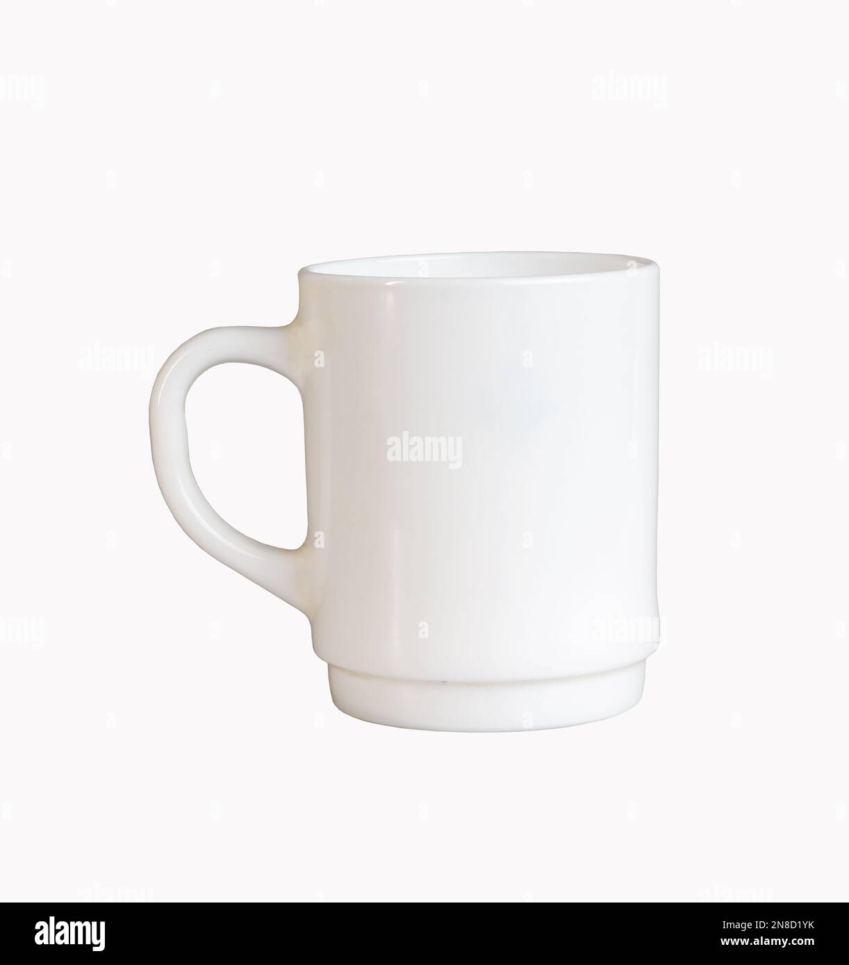 White cup on a white background. Side view. Mockup template Stock Photo ...