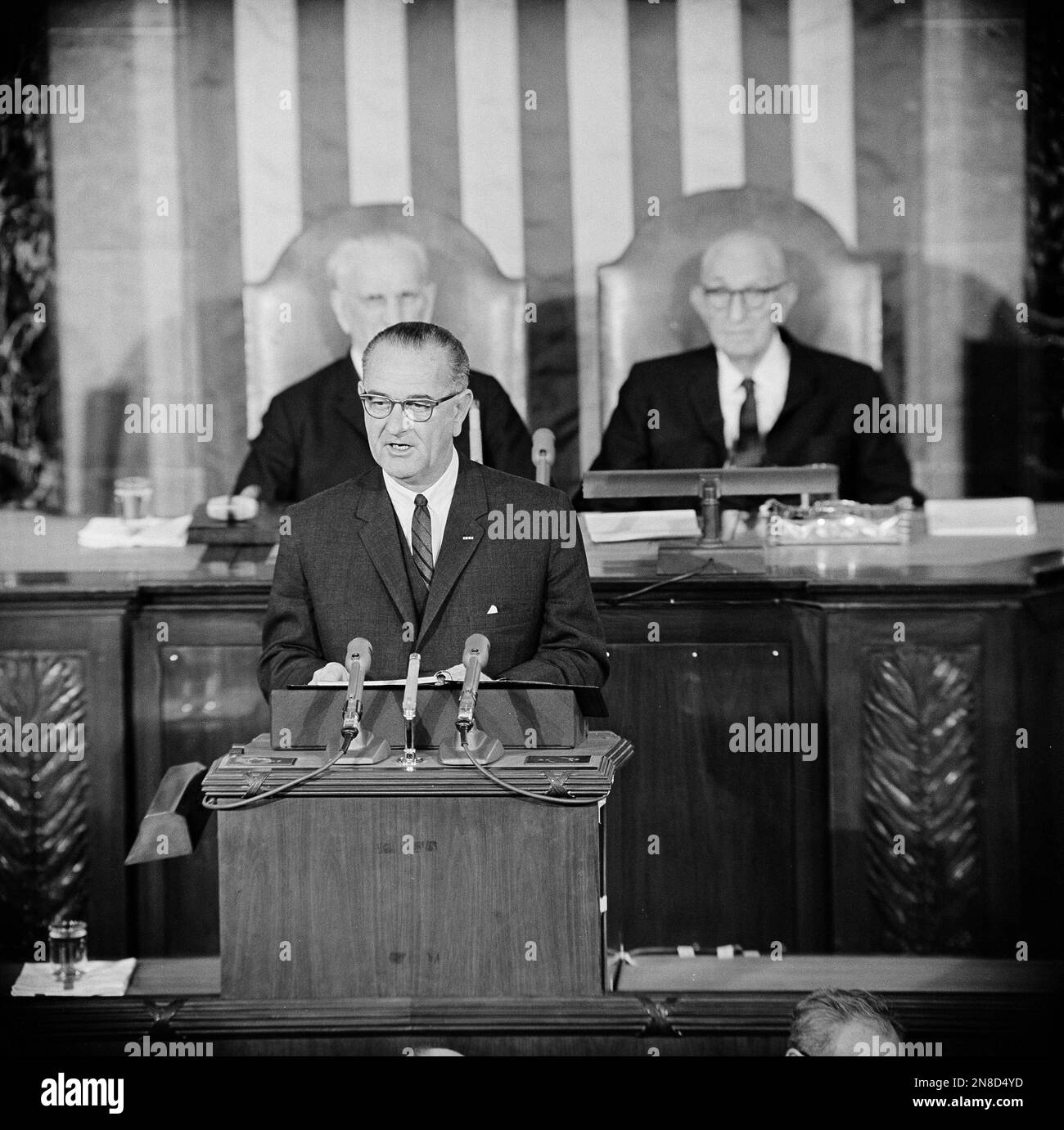 President Lyndon B. Johnson in his State of the Union message before a ...