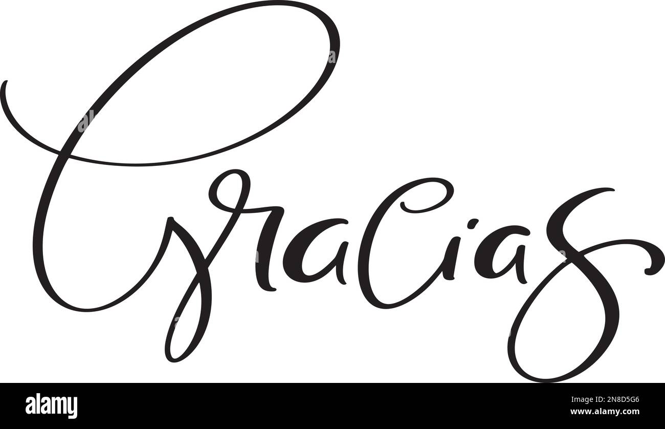 Thank you vector lettering text in spanish Gracias. Hand drawn phrase ...
