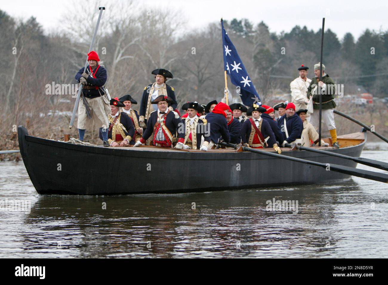 John Godzieba, portraying Gen. George Washington, stands on a Durham ...