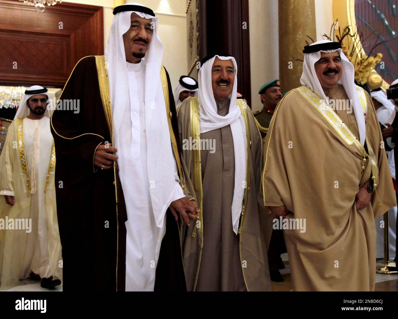 From left to right, United Arab Emirates' Vice President Sheik Mohammed ...