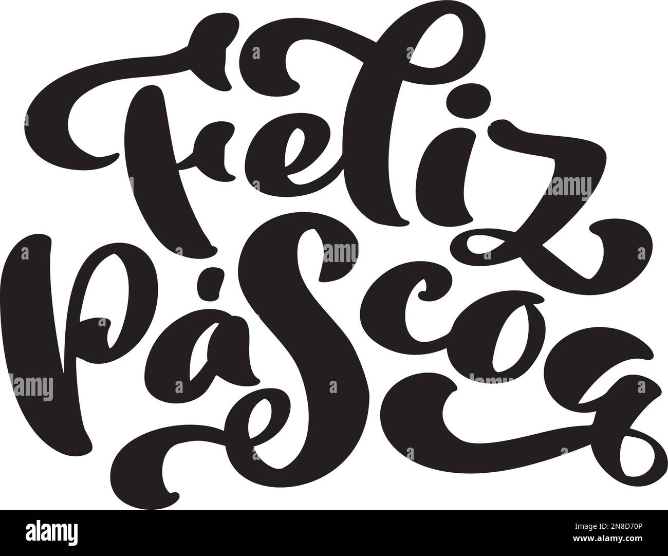 Happy Easter Hand drawn lettering text Feliz Pascoa in Portuguese ...