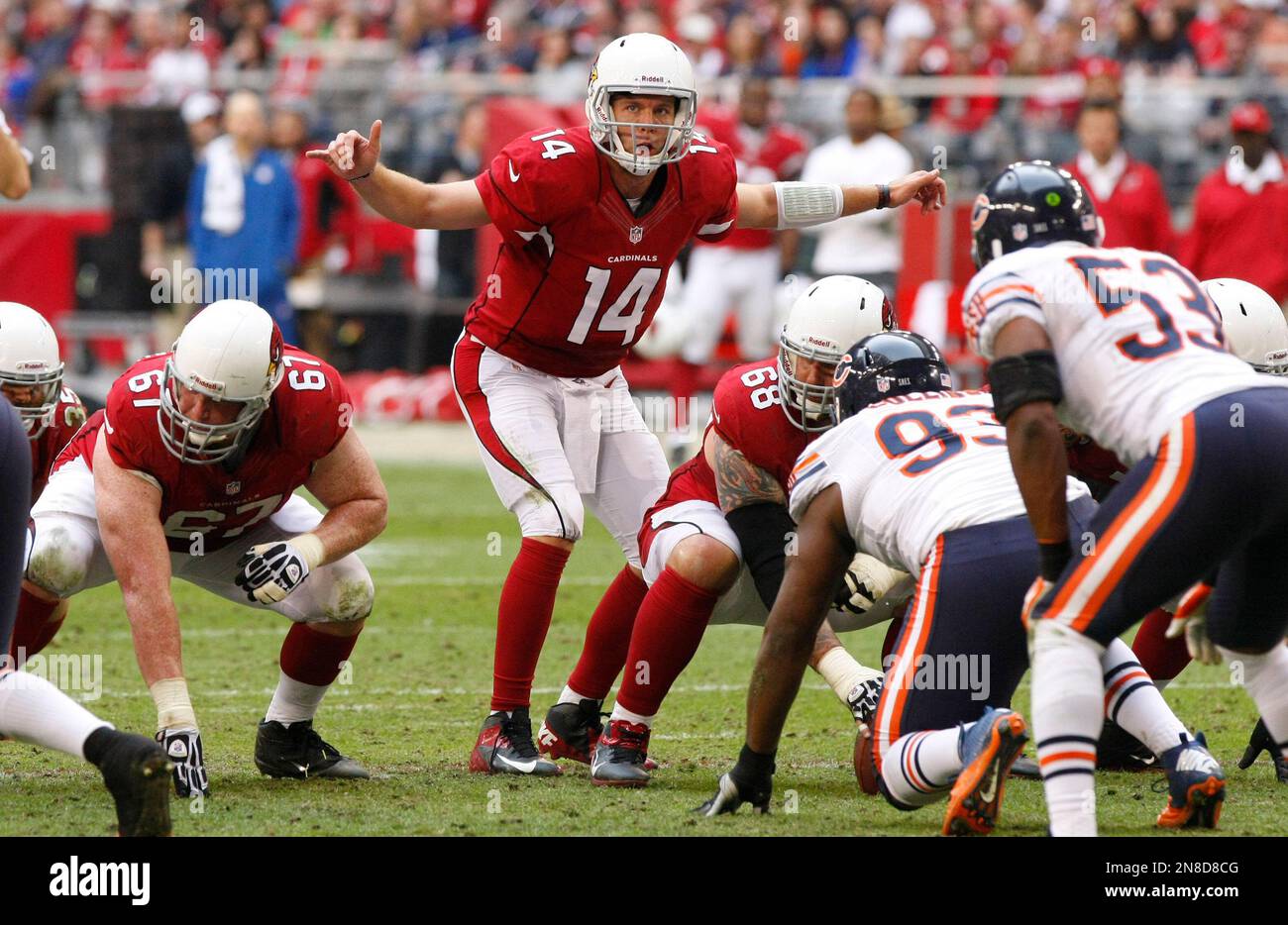 Arizona Cardinals quarterback Ryan Lindley (14) calls a play against ...
