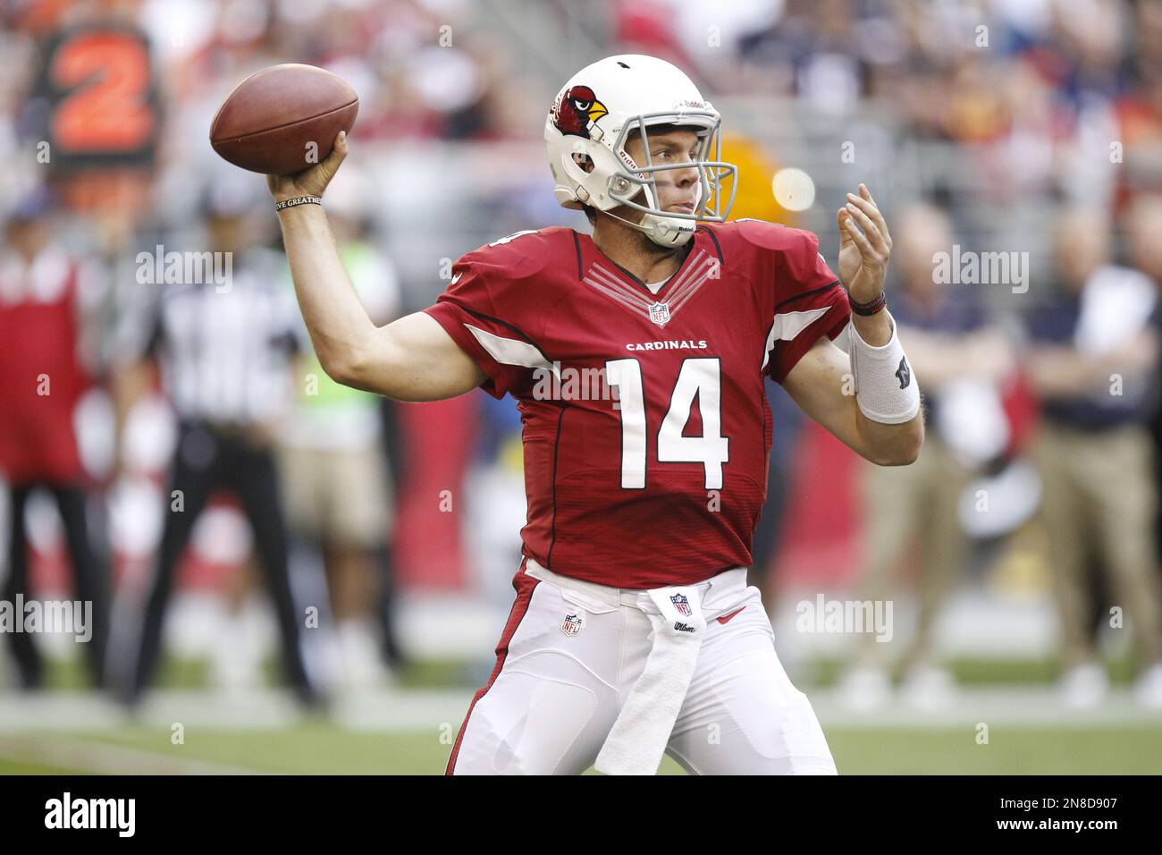 Arizona Cardinals quarterback Ryan Lindley (14) throws against the ...