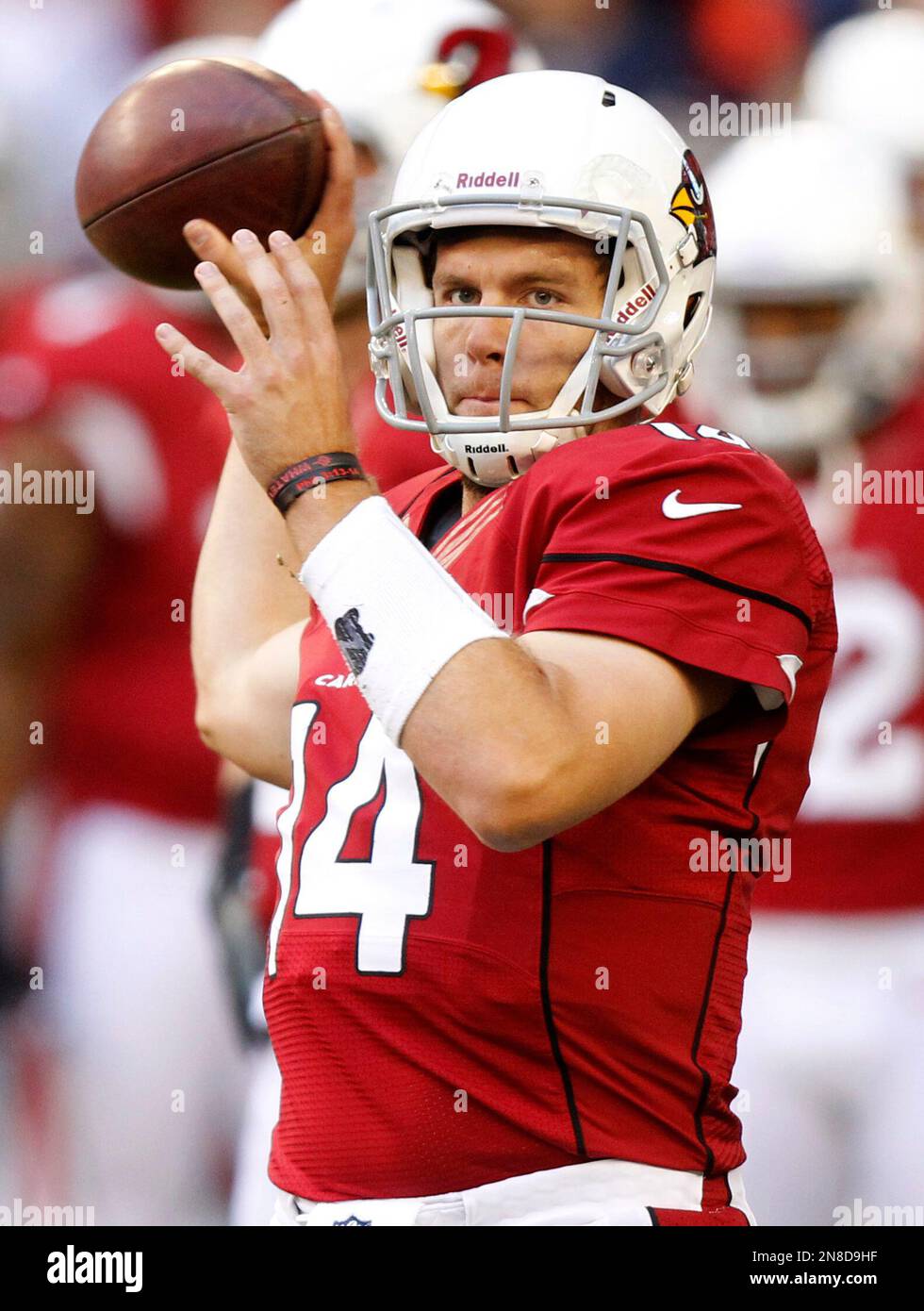 Arizona Cardinals quarterback Ryan Lindley (14) warms up prior to an ...