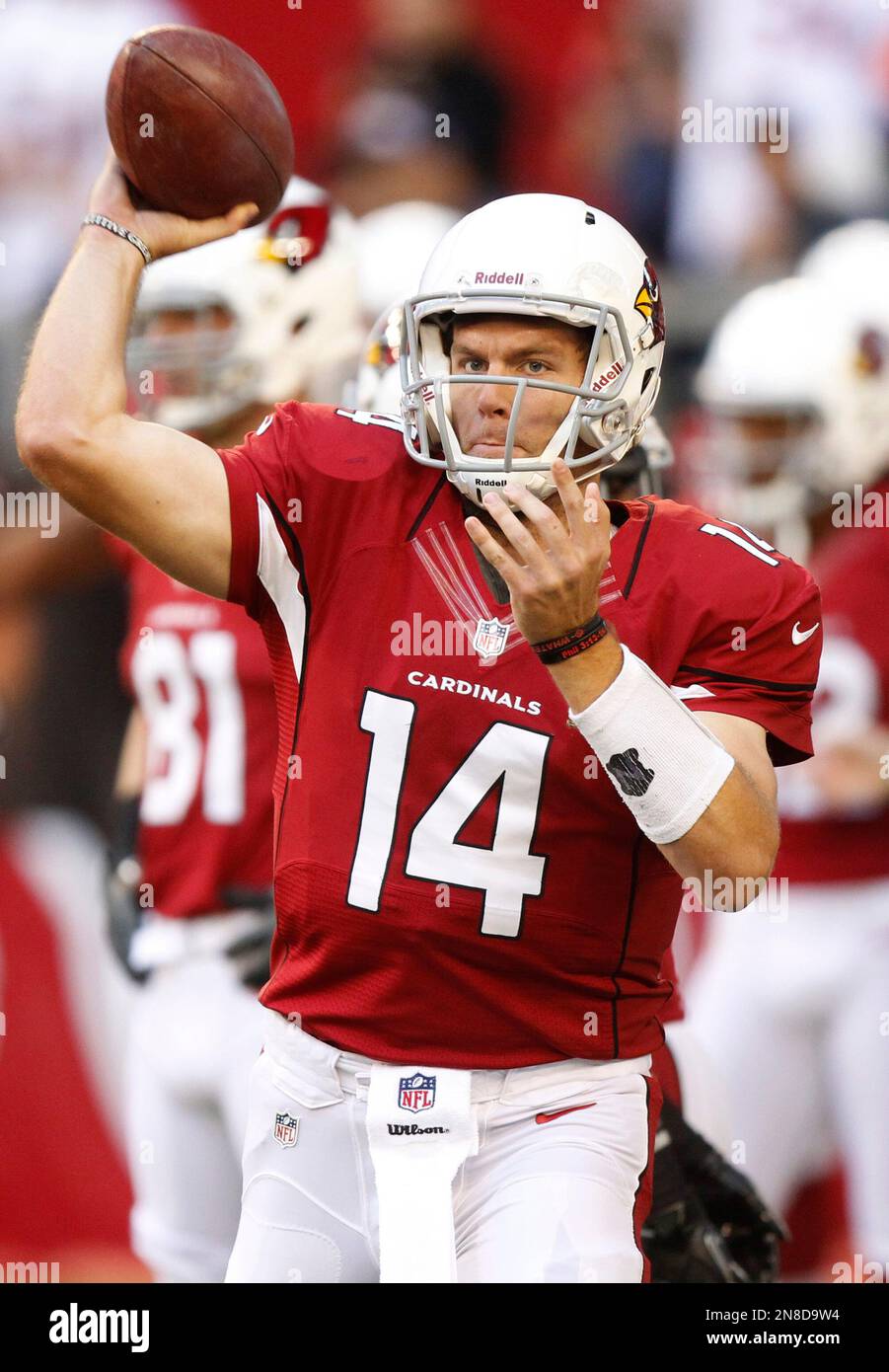 Arizona Cardinals quarterback Ryan Lindley (14) warms up prior to an ...