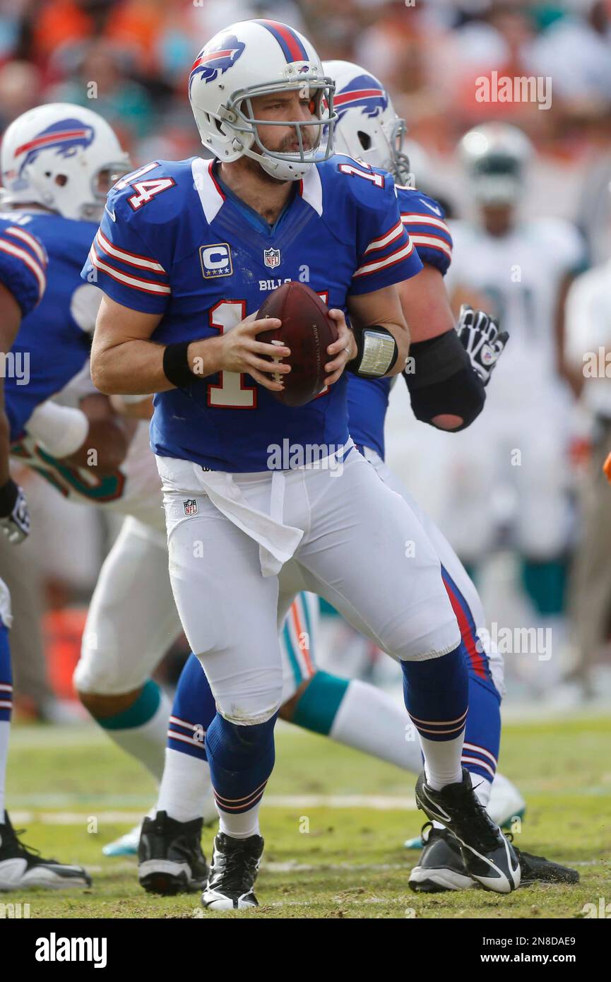 Buffalo Bills quarterback Ryan Fitzpatrick (14) looks to pass during ...