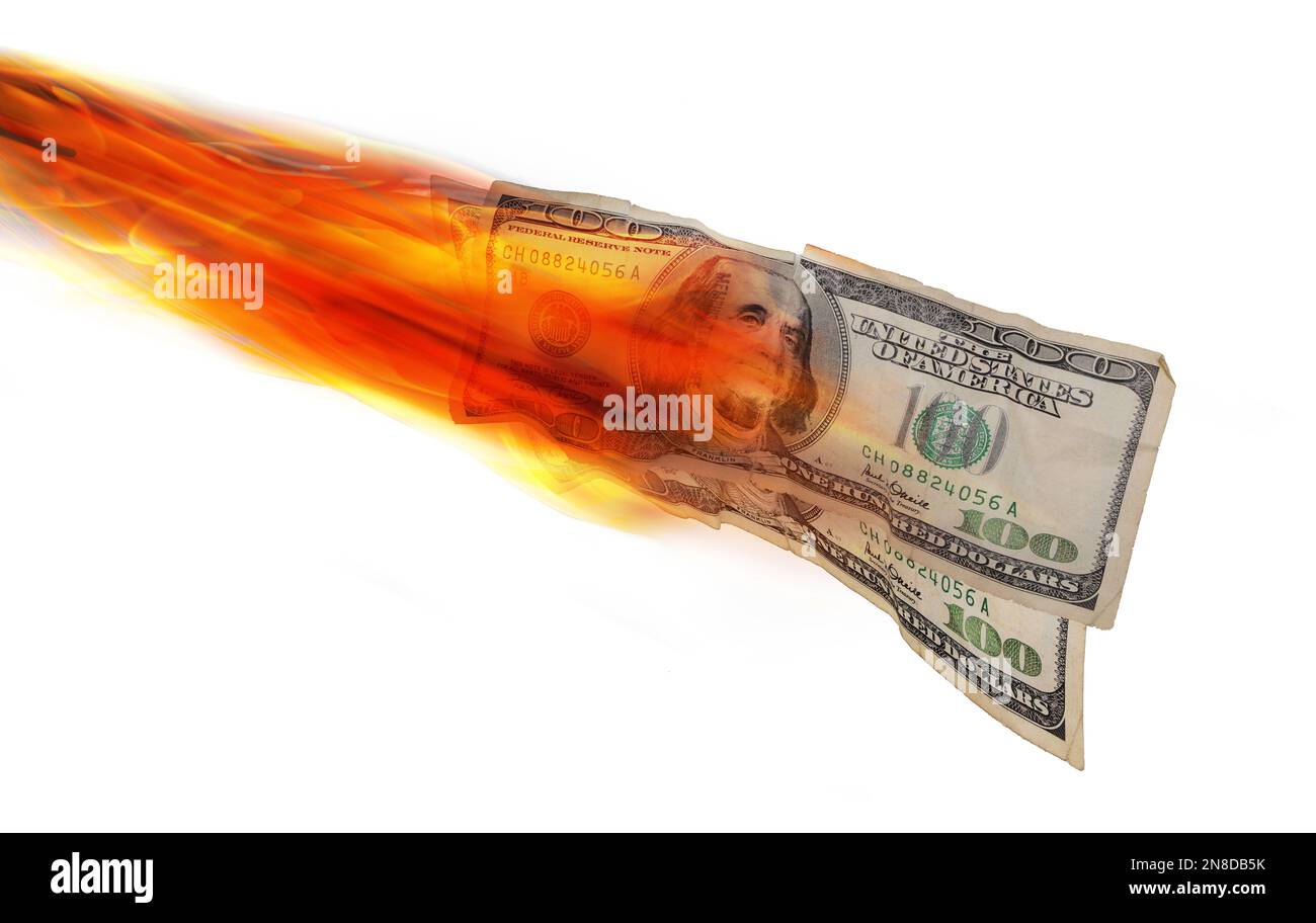 American money now on fire with inflation Stock Photo - Alamy