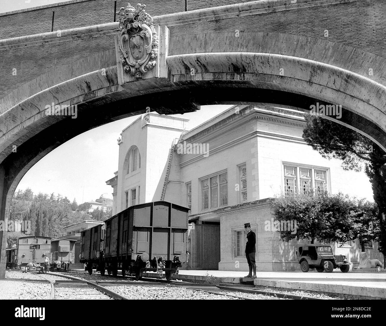 This is a 1962 photo showing train carriages inside St. Peter's train ...
