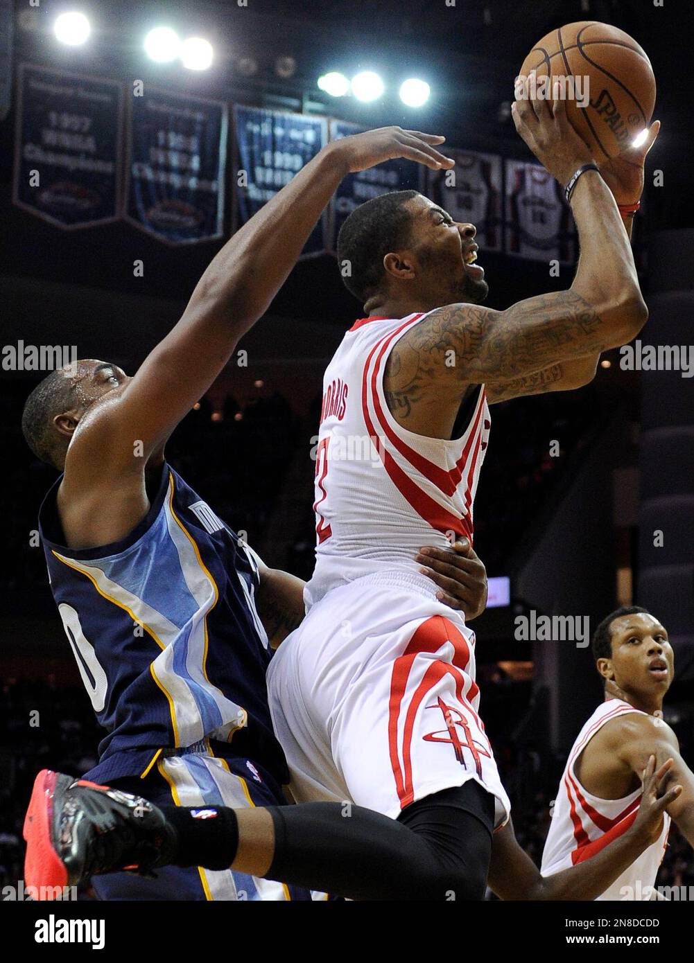 Houston Rockets' Marcus Morris (2) is fouled by Memphis Grizzlies ...