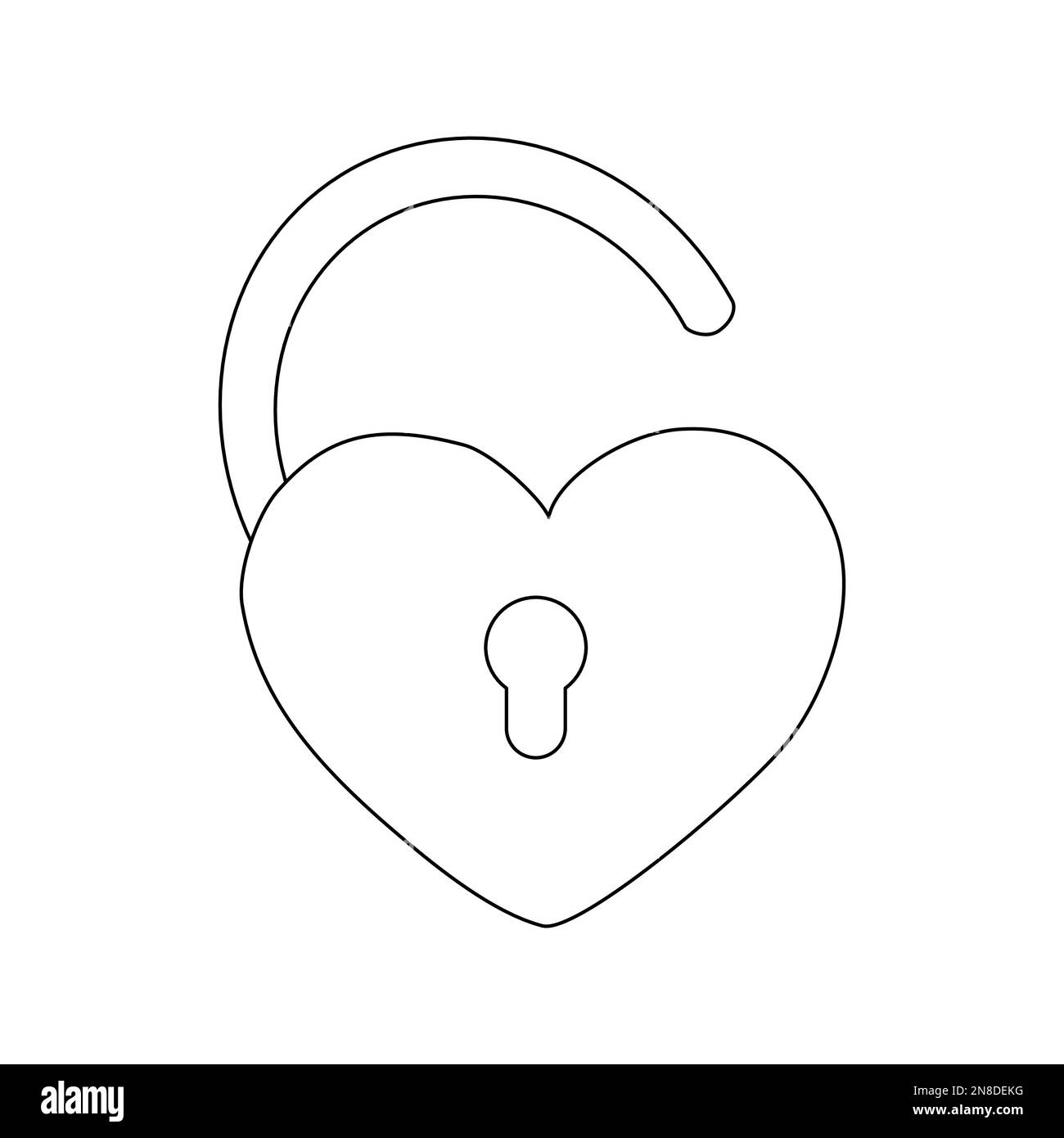 Unlocked heart shaped lock, design element for Valentines Day, flat ...