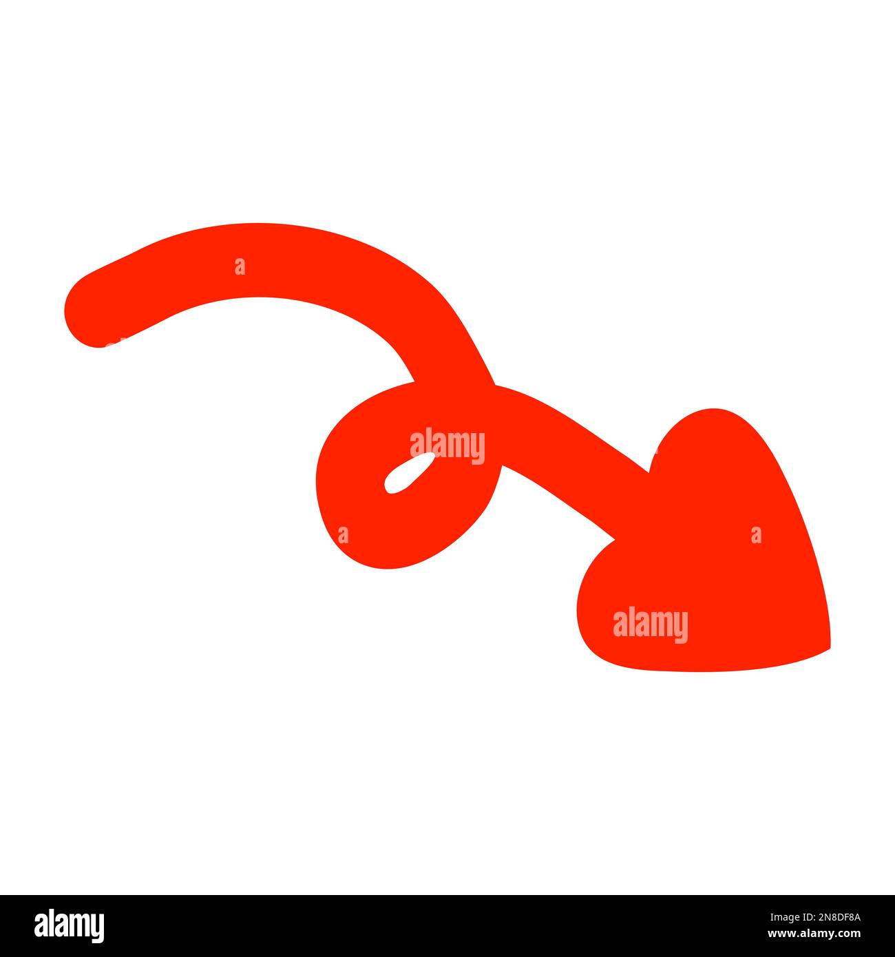 Curve arrow with heart shaped tip, design element for Valentines Day ...