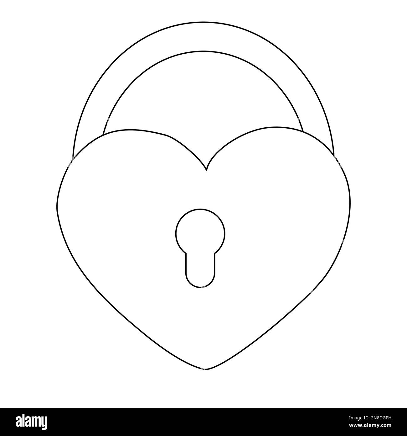 Locked heart shaped lock, design element for Valentines Day, flat ...