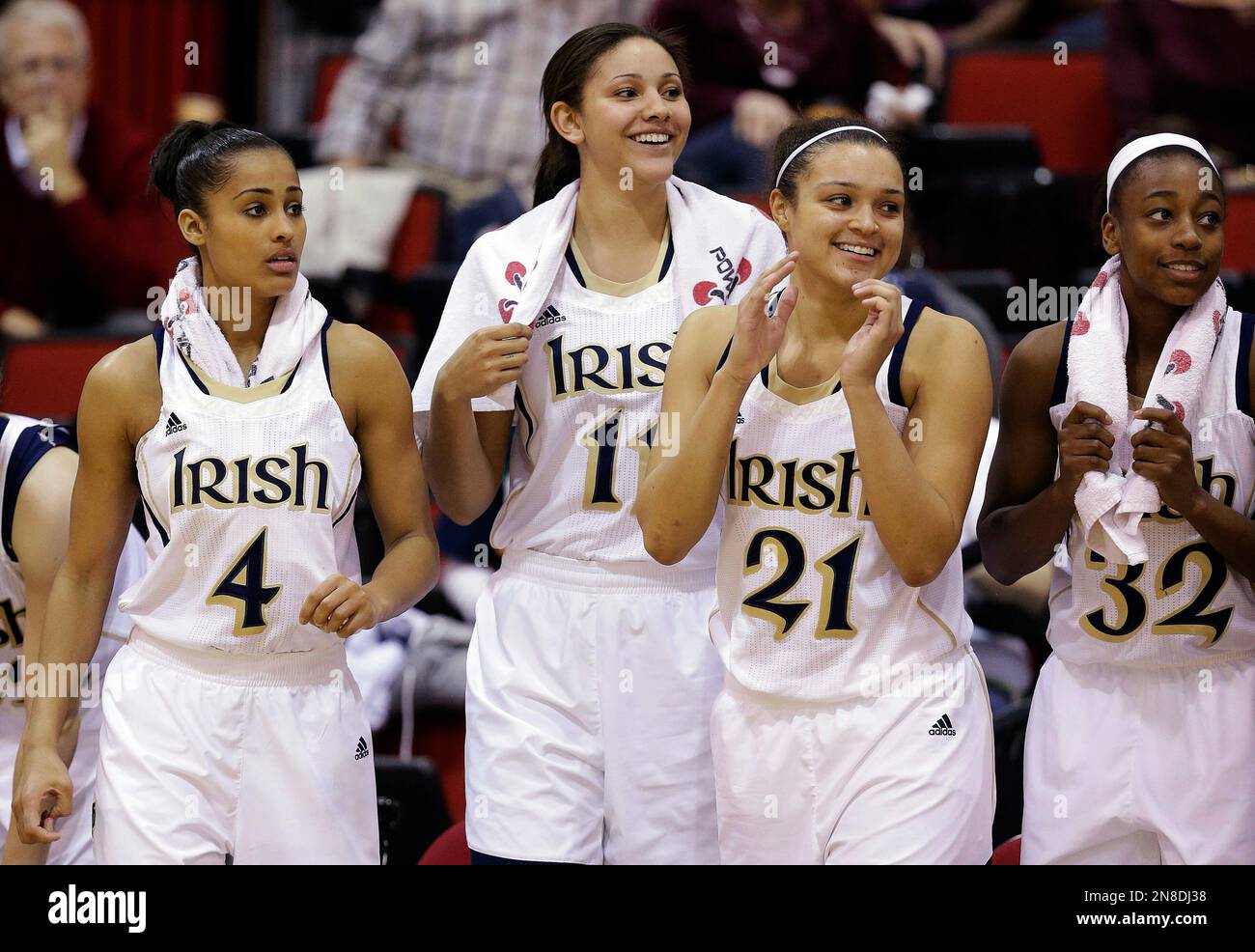 From left, Notre Dame's Skylar Diggins, Natalie Achonwa, Kayla McBride ...