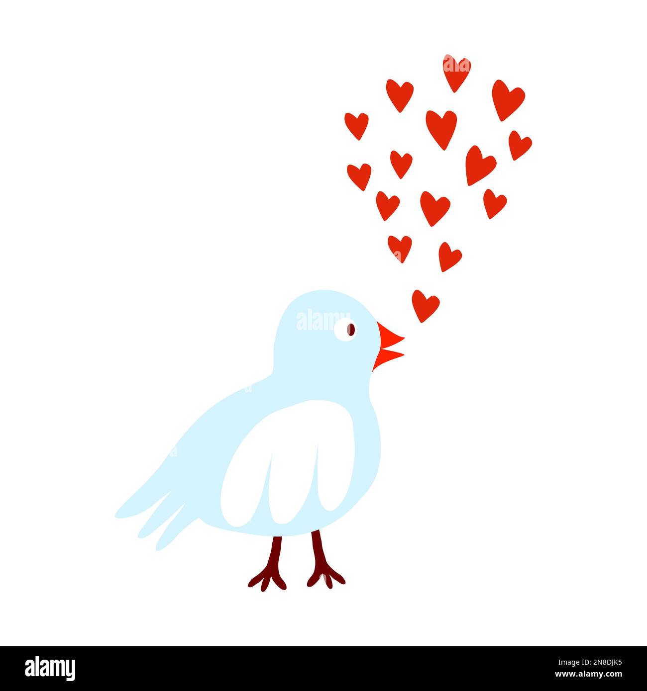 Cute bird in love, with hearts, design element for Valentines day ...