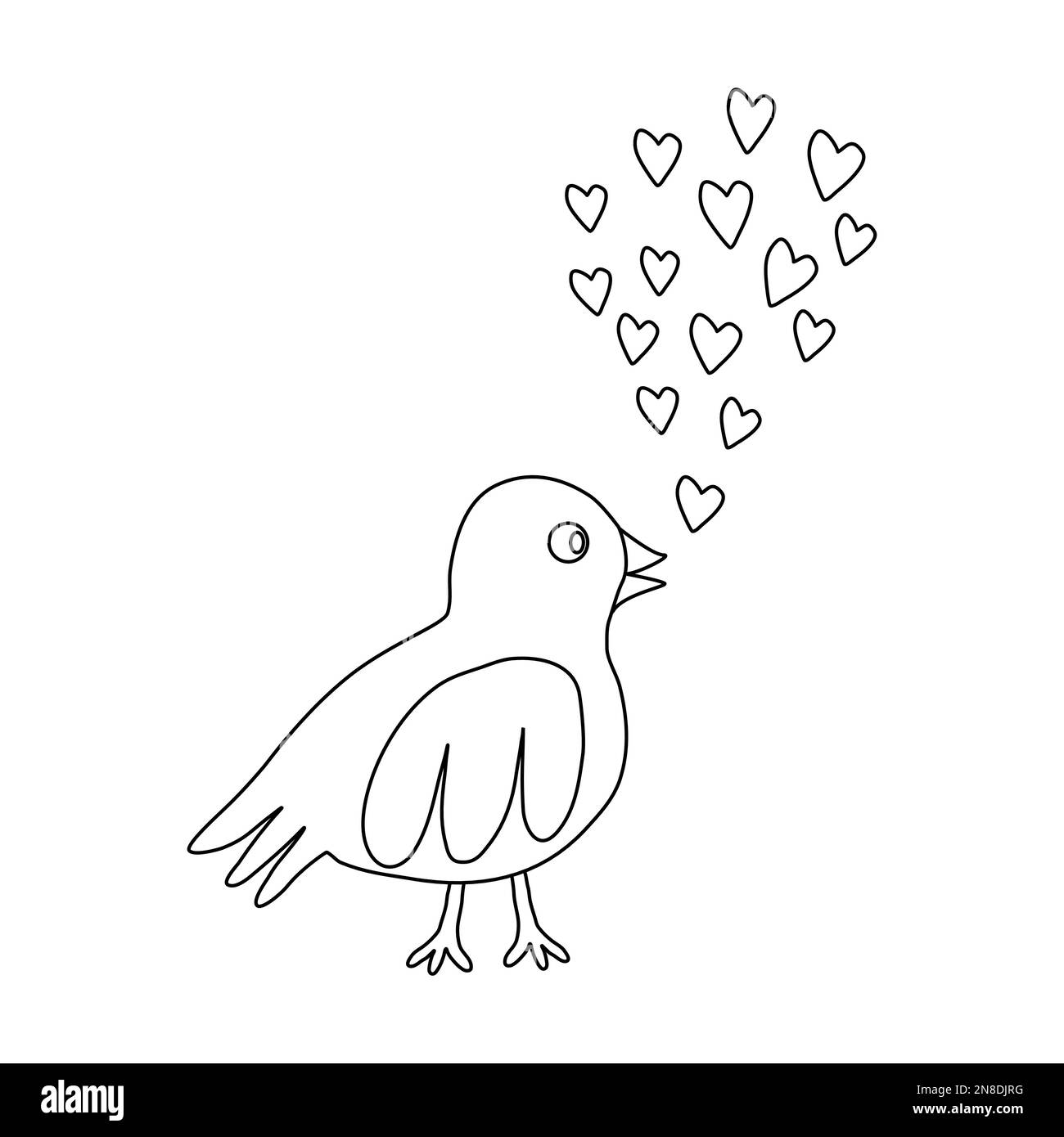 Cute bird in love, with hearts, design element for Valentines day, flat ...