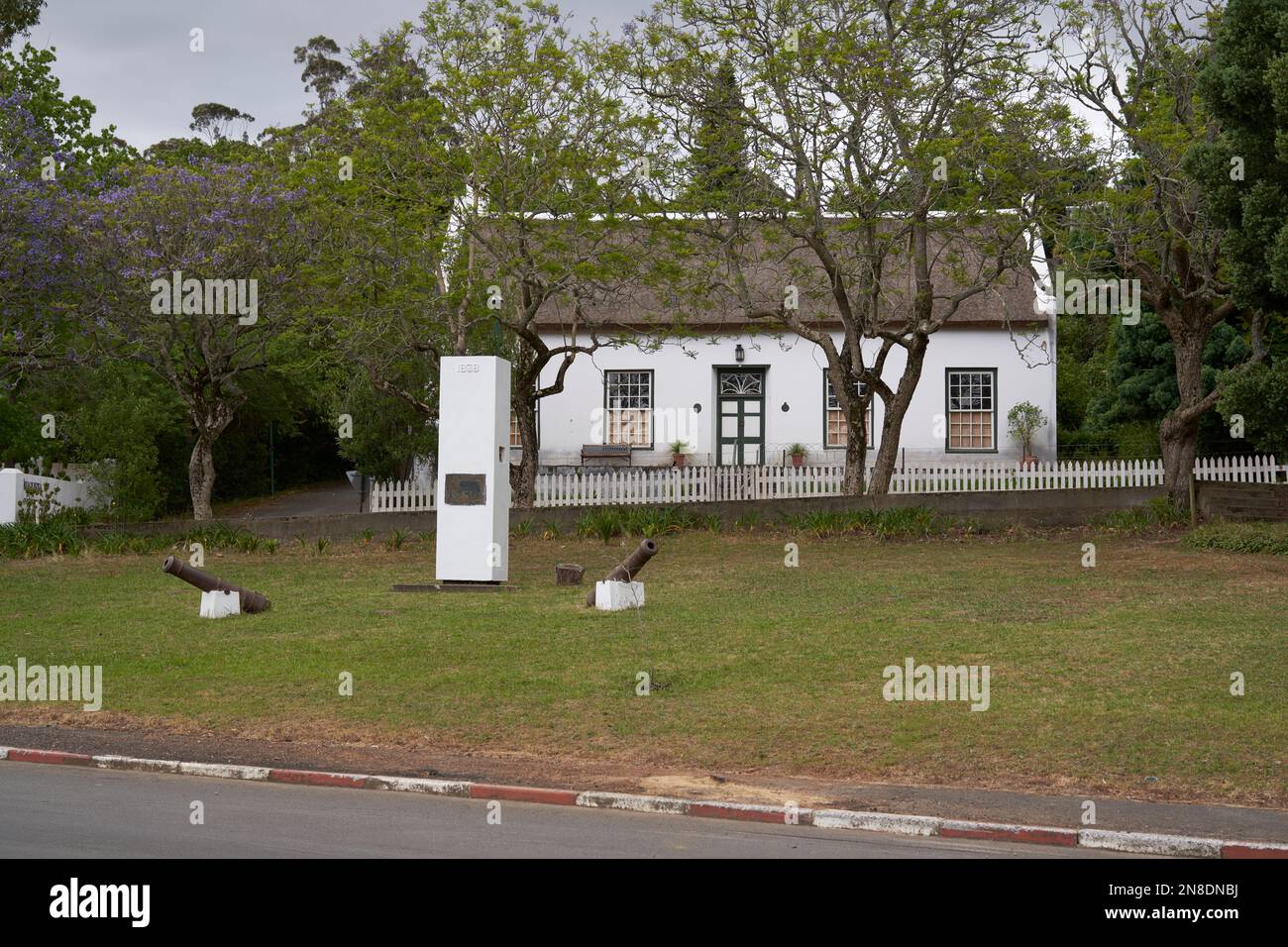 Historic buildings in the Cape Dutch style of architecture in the town ...