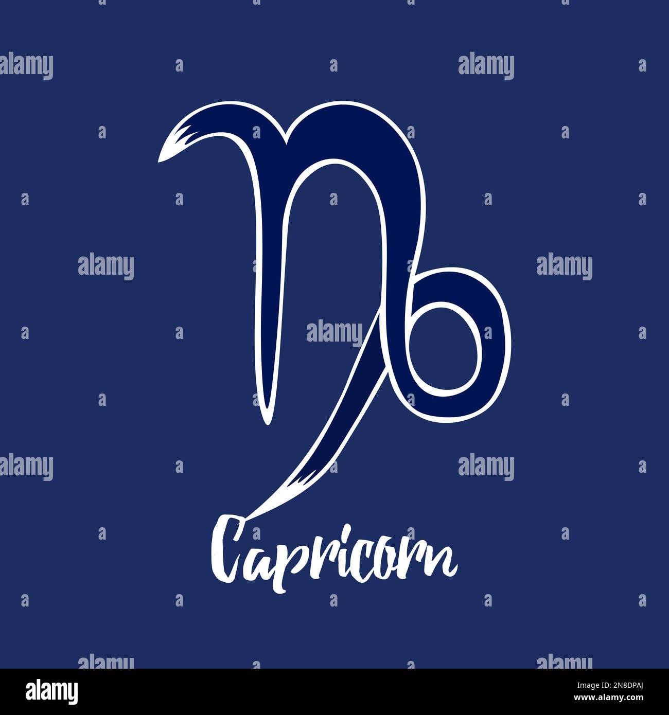 Hand drawn Zodiak signs. Blue capricorn zodiac icons on a blue ...