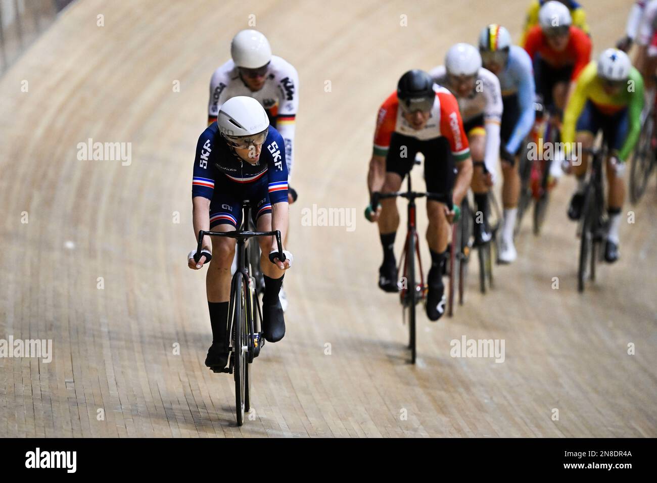 Winner Benjamin Thomas of France during the men's omnium points race ...
