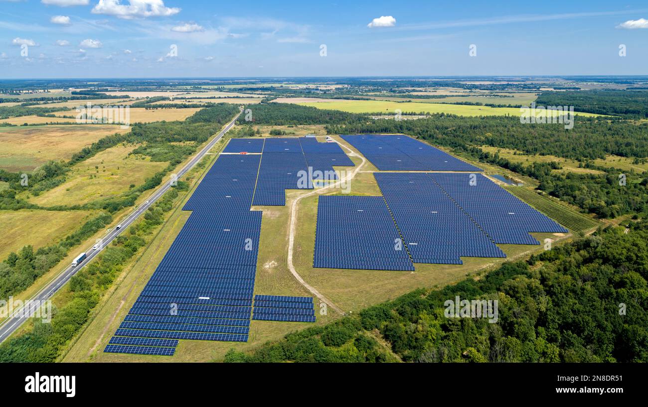 Solar Panel Green Factory Field Alternative Energy in Ukraine Aerial ...